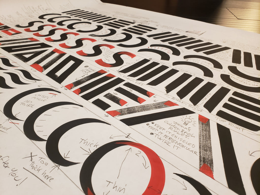 Signwriter's Brush Stroke Practice Sheet. Bond Paper Color. 36"x24 ...