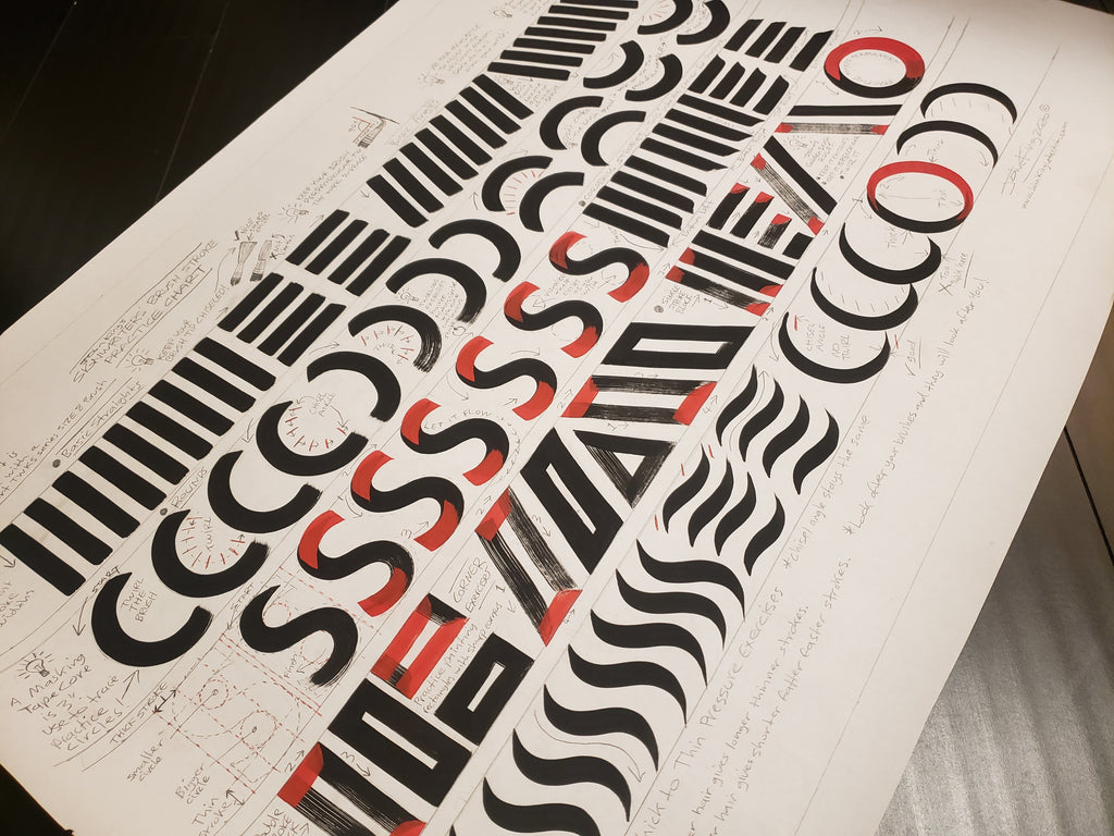 Signwriter's Brush Stroke Practice Sheet. Bond Paper Color. 36"x24 ...