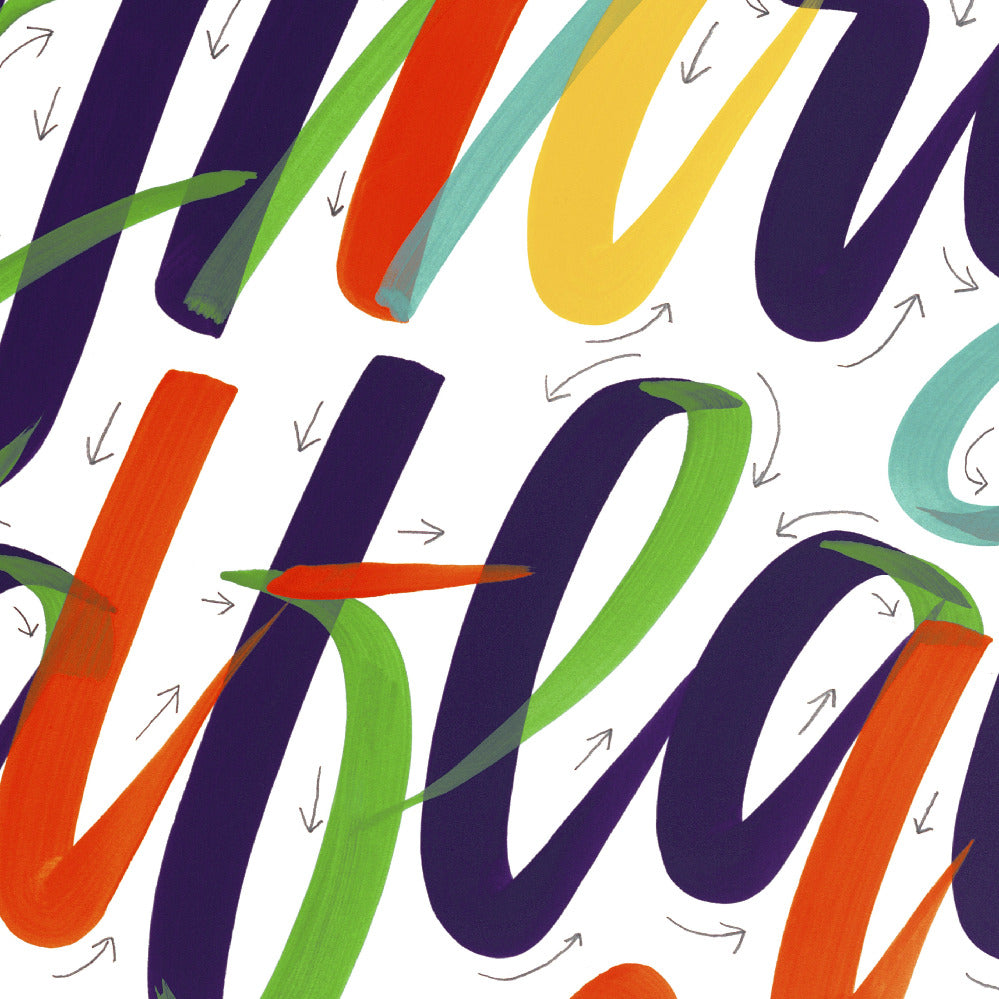 Script Brush Stroke Tutorial Poster 18"x24" – John King Letter Art