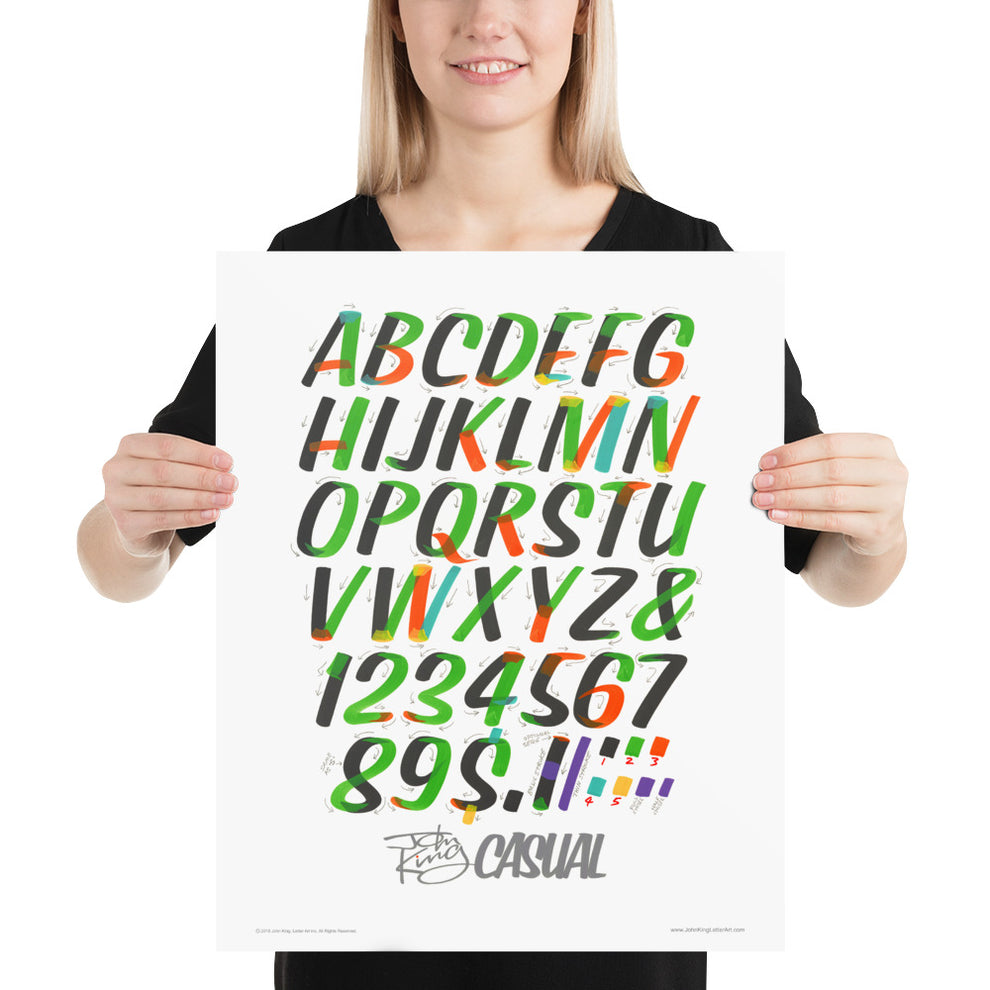 Casual Brush Stroke Tutorial Poster 18" x24" – John King Letter Art